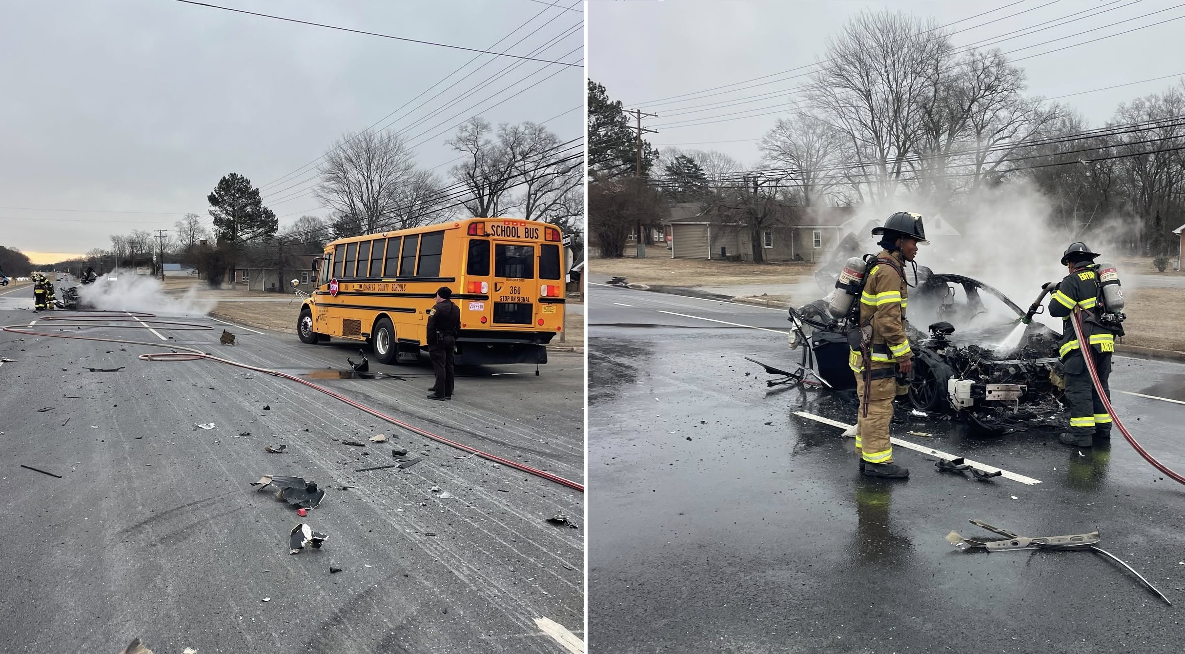 School Bus, Car Involved In Fiery Crash On Indian Head Highway - The BayNet