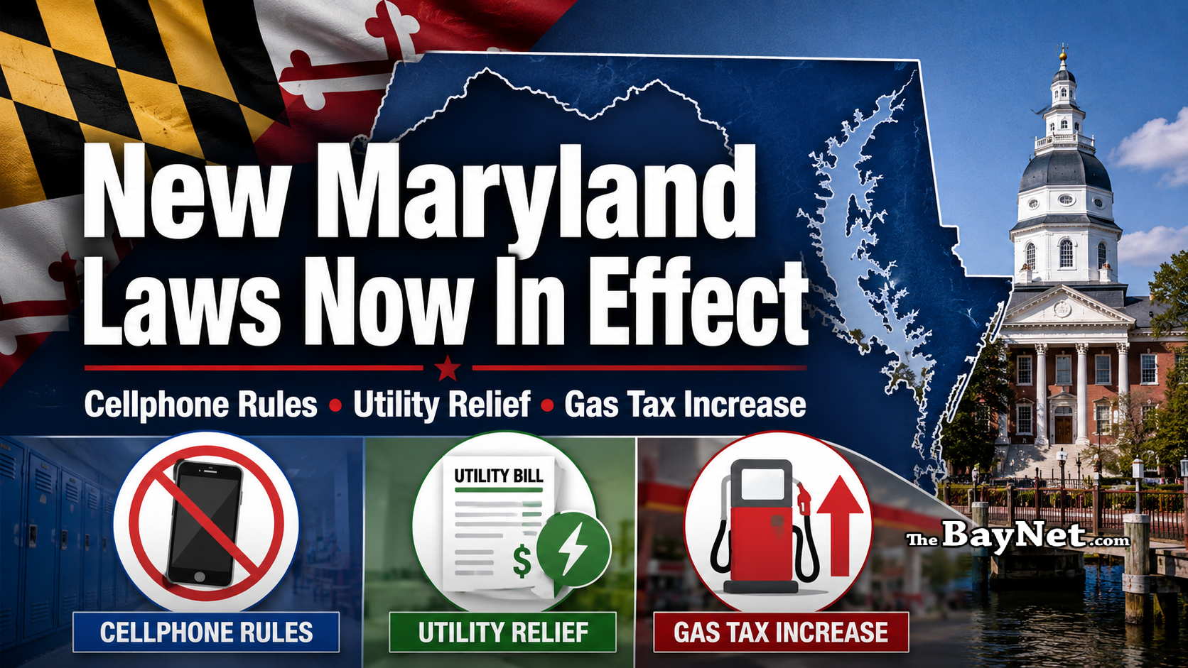Cellphone Rules, Utility Relief, Gas Tax Increase Among Maryland Laws ...